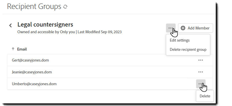 Reusable Recipient Groups